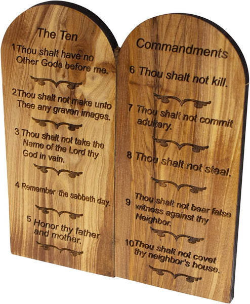 Handmade Olive Wood Ten Commandments Plaque from Bethlehem 6"/15cm